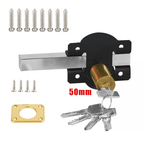 Gate Lock Garden Security Double Long Throw Bolt Rim Lock 5 Keys 50mm ...