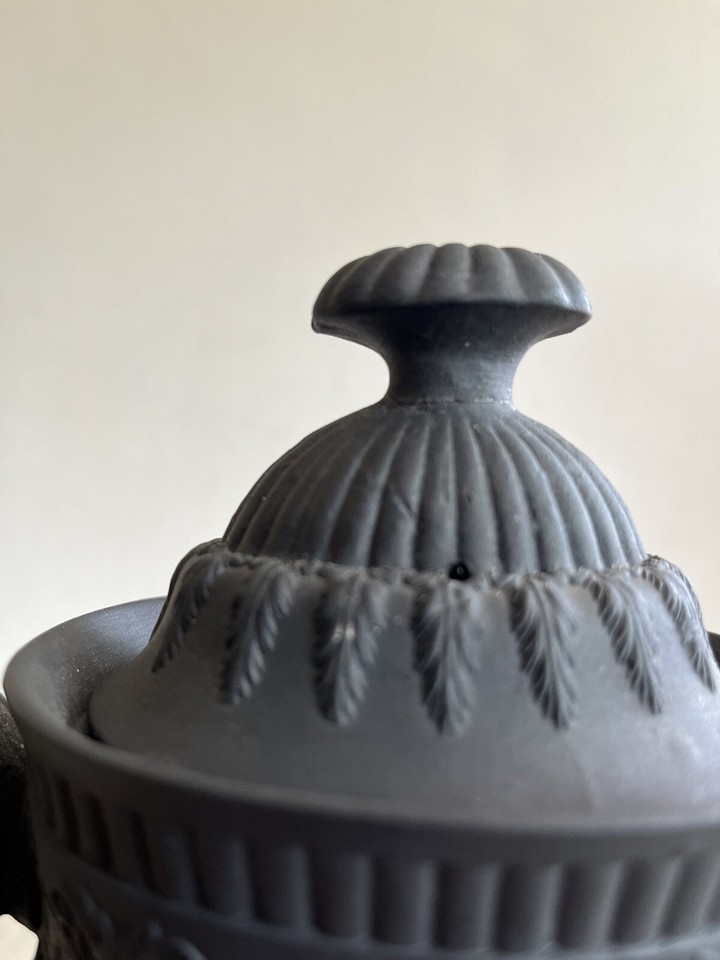 Early Black Basalt Ware Coffee Pot - Relief Moulded Figures | eBay UK