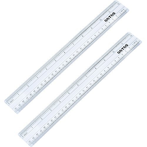 2 Pack Plastic Ruler Straight Ruler Measuring Tool 12 31.4 x 3.8 x 0.3 ...