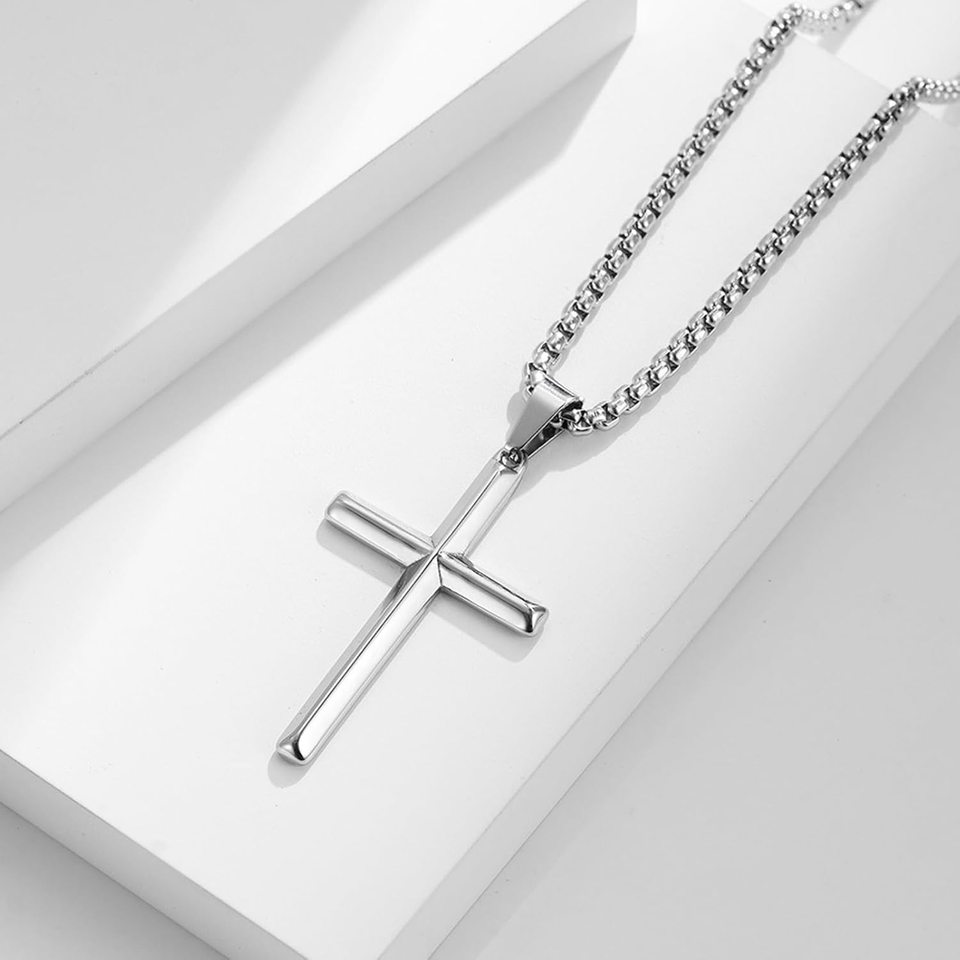 Elegantes Kreuz Kette Herren Silber Ebenbild
