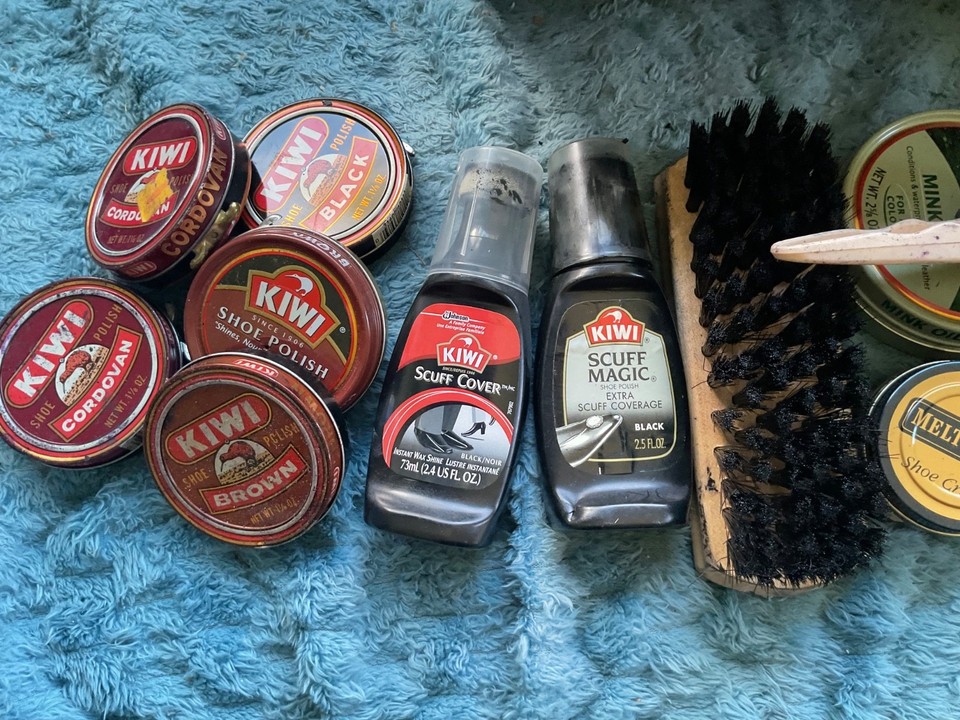 Retro Solid Wood Shoe Shine Box Kit Loaded w/Brushes, Polish, Creams ...