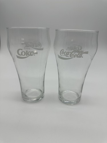 2 Vintage Coca/Cola Coke Glasses Small White Logo | eBay