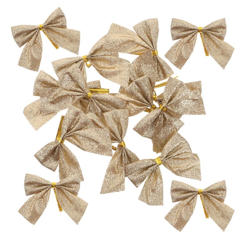 36pcs Golden Ribbon Bows Christmas Tree Decorations, Xmas Ornaments For ...