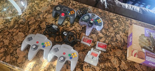 Lot of 4 Nintendo 64 Controllers 2 memory cards plus rumble pack N64 | eBay