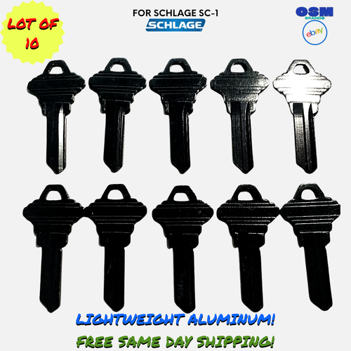 Schlage SC-1 - 10 PACK BLACK Lightweight Aluminum Titanium Key Blanks ...