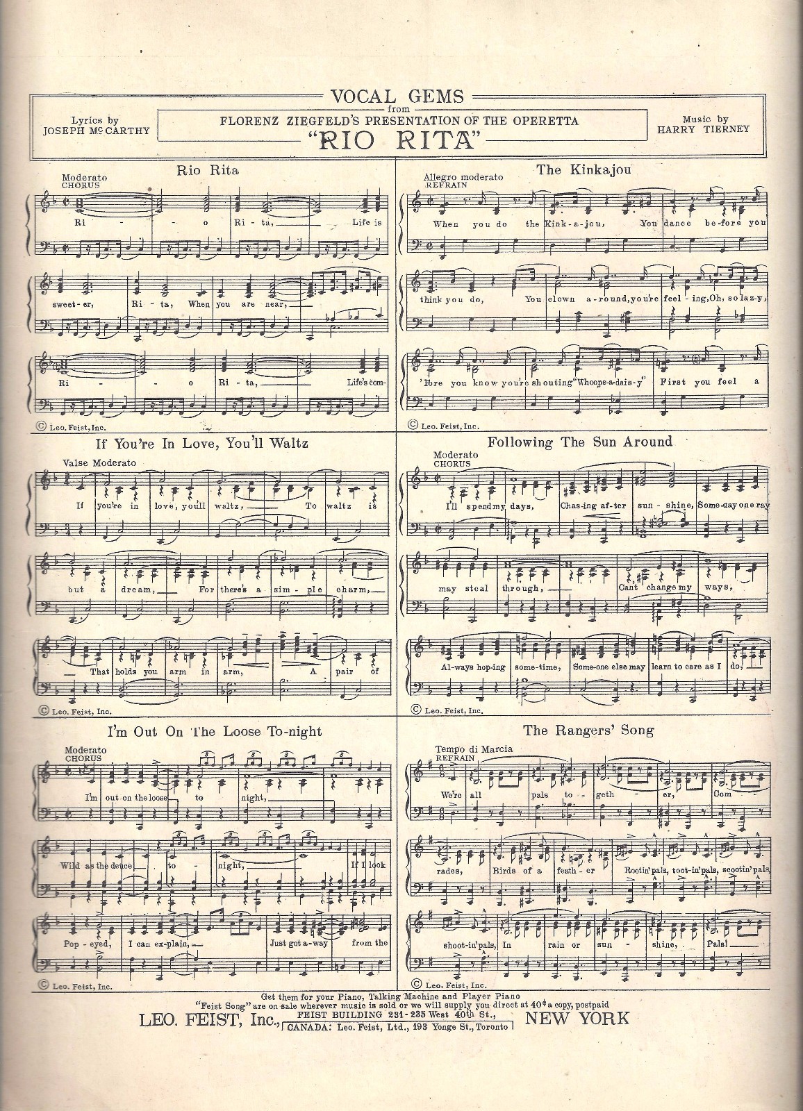 Harry Tierney "RIO RITA" Ethelind Terry / Bert Wheeler 1926 Broadway ...