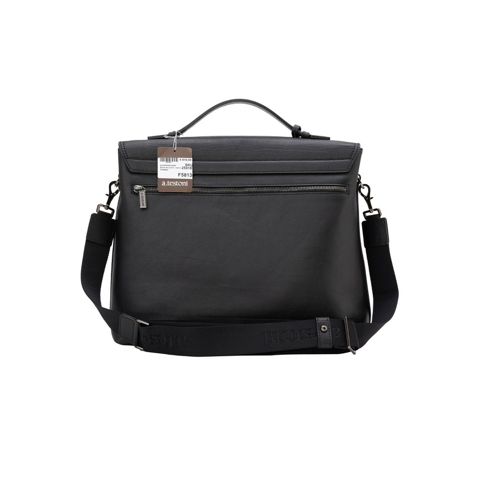 $780 Testoni Bologna Briefcase PC Case Luxury Black Easy Calf ...