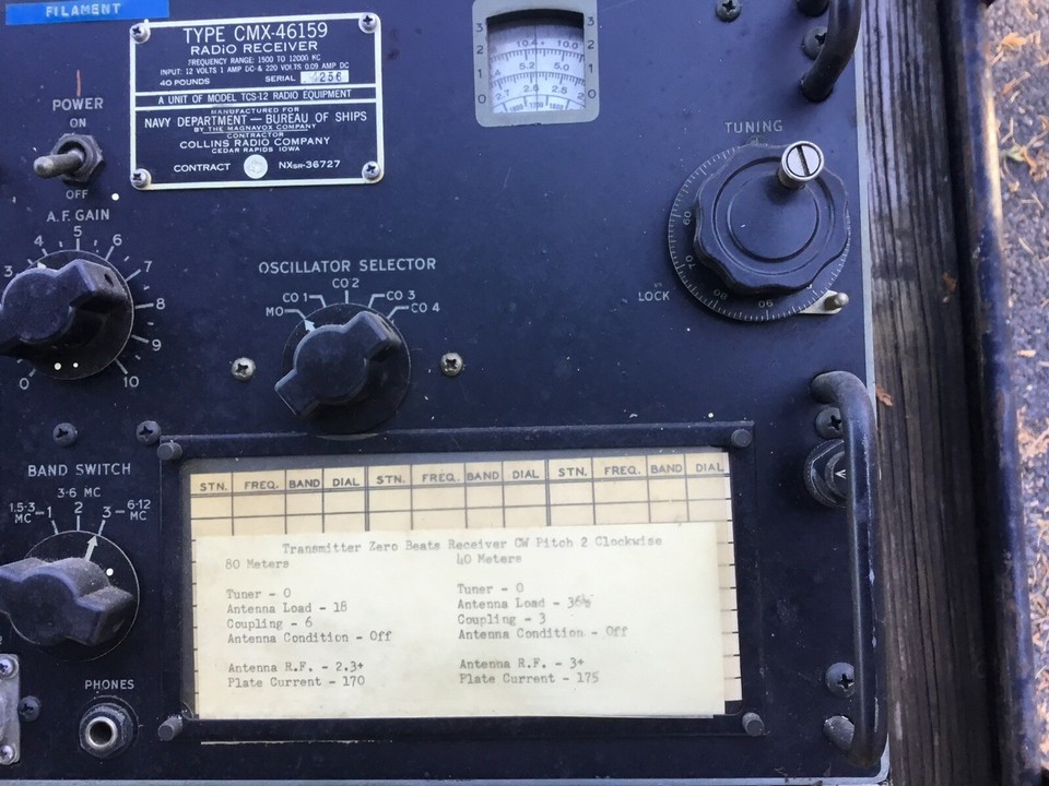 Vintage Ham Radio Receiver TCS-12 Navy Ship Tube Amplifier CMX-46159 ...