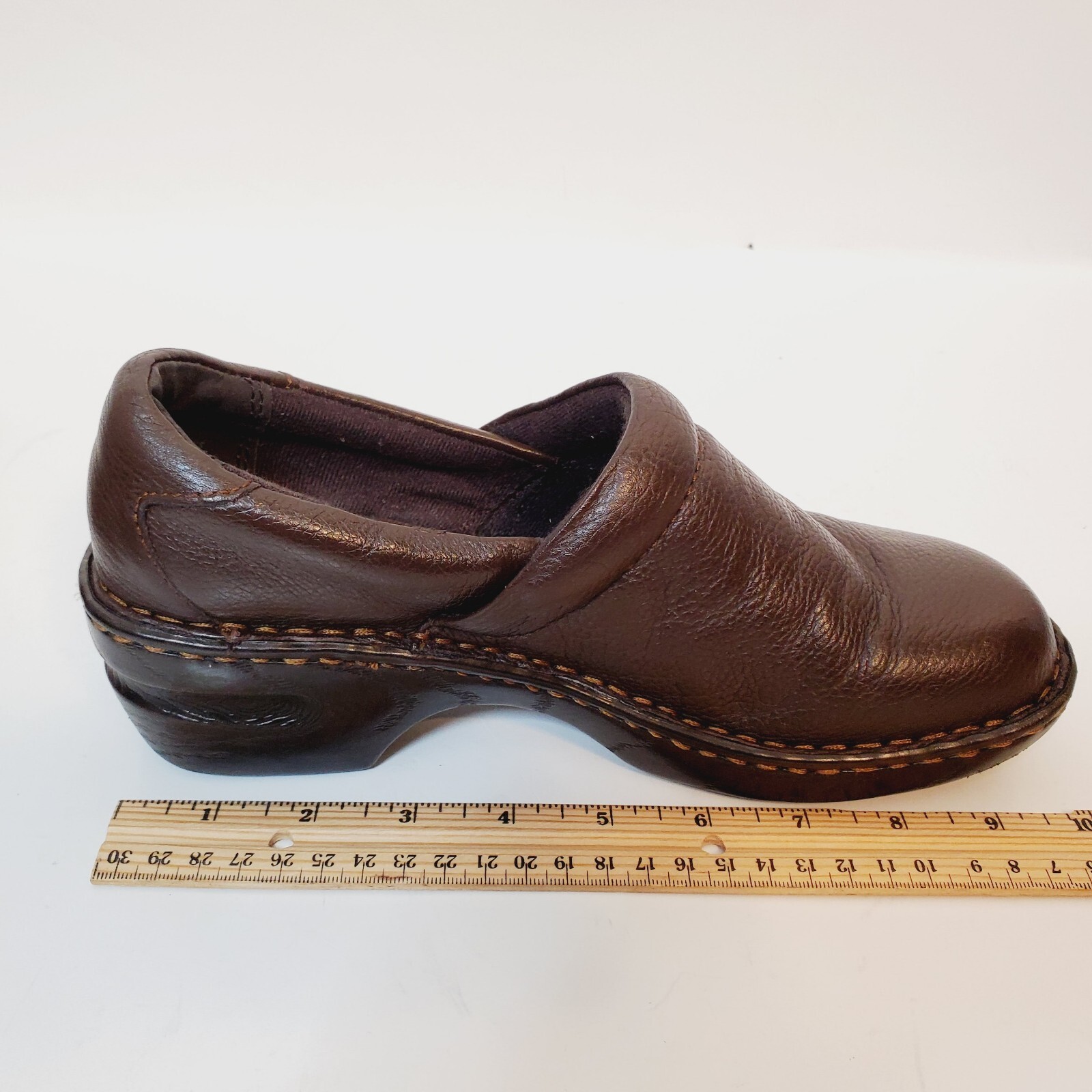 Boc Born Concept Womens Brown Pebbled Leather Slip On Clogs Mules SZ 8. ...