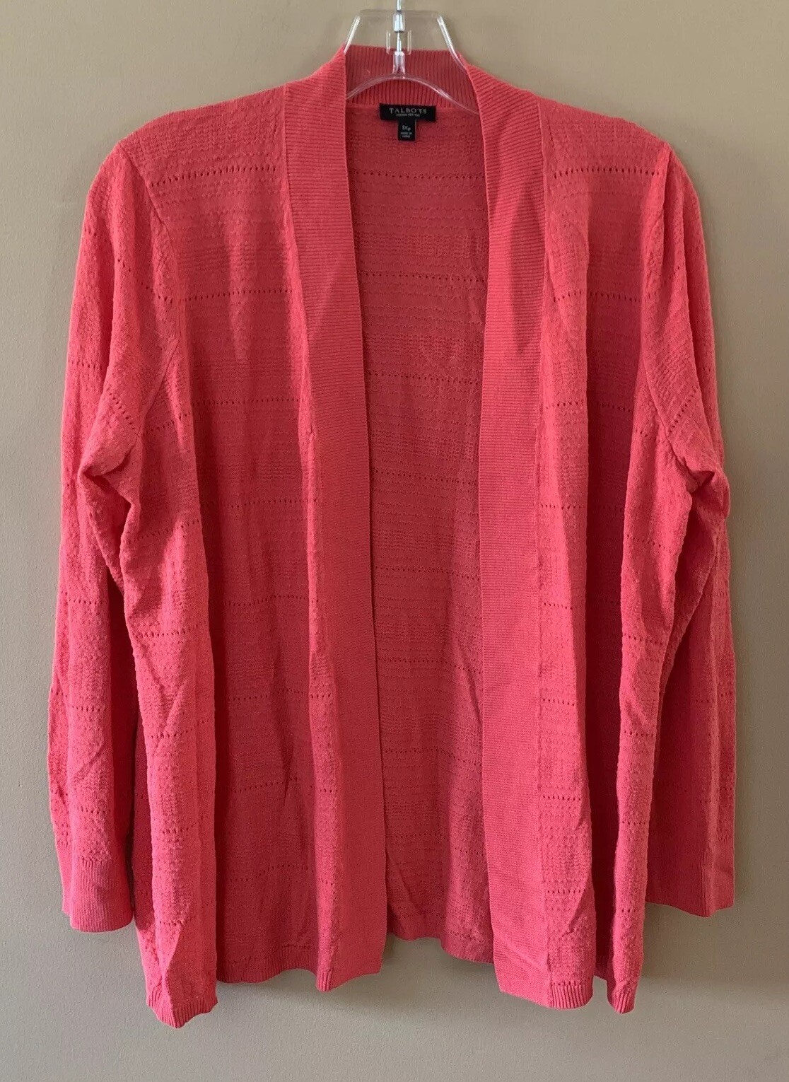 Talbots Cardigan Sweater 1XP Petite Pink Coral Open F… - Gem