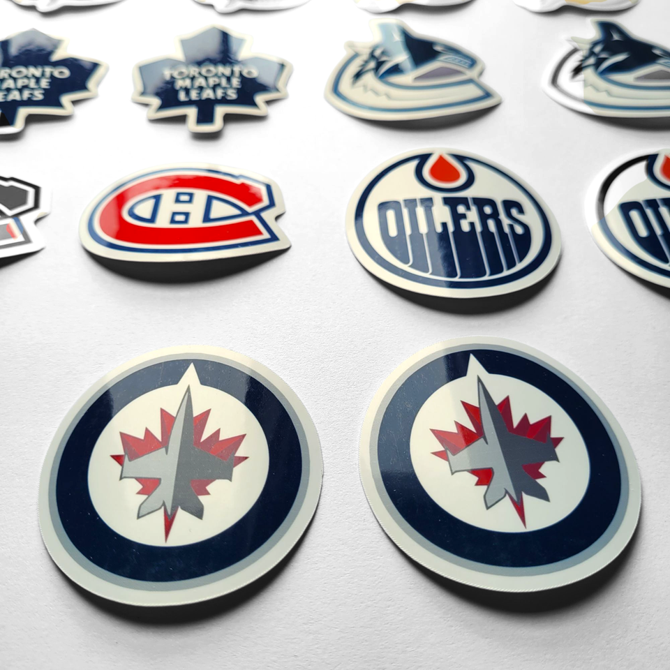 Canadian NHL Teams hockey logos sticker set of 14 !! 7 NHL teams Retro ...