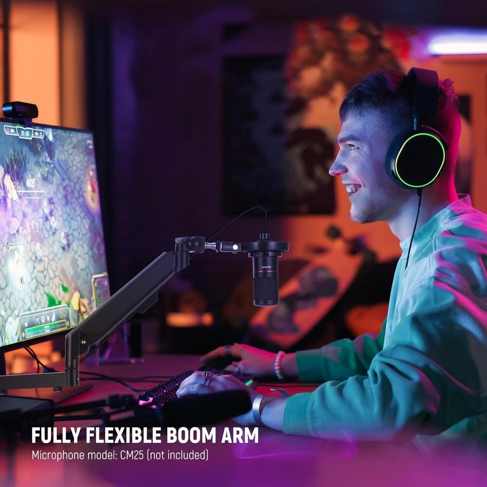 Low Profile Mic Arm Desk Mount 360° Swivel Boom Arm Pneumatic Adjuster ...