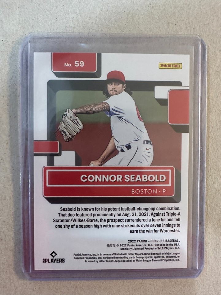 Connor Seabold 2022 Panini-Donruss Baseball Red Parallel Rated Rookie ...