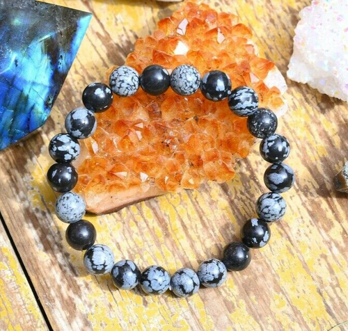 Natural Snowflake Obsidian Healing Crystal Minimalist Dainty Men Women ...