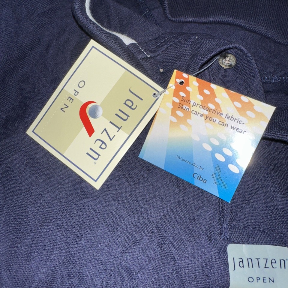 Jantzen Open NWT Men’s Large Shirt Navy Blue Short Sleeve 100% Cotton ...