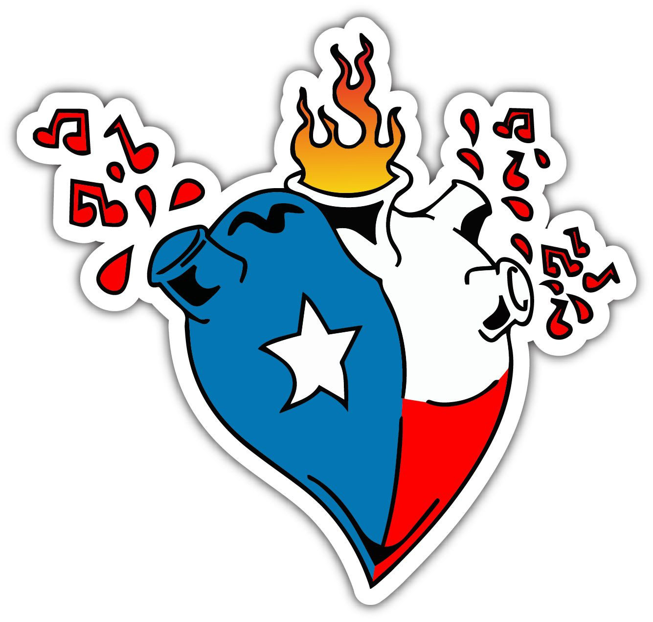 Texas Flag Heart Music Notes Car Bumper Vinyl Sticker Decal 4"X5" | eBay