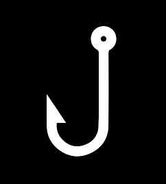 Fishing Hook Sticker 100mmH (White) | eBay Australia