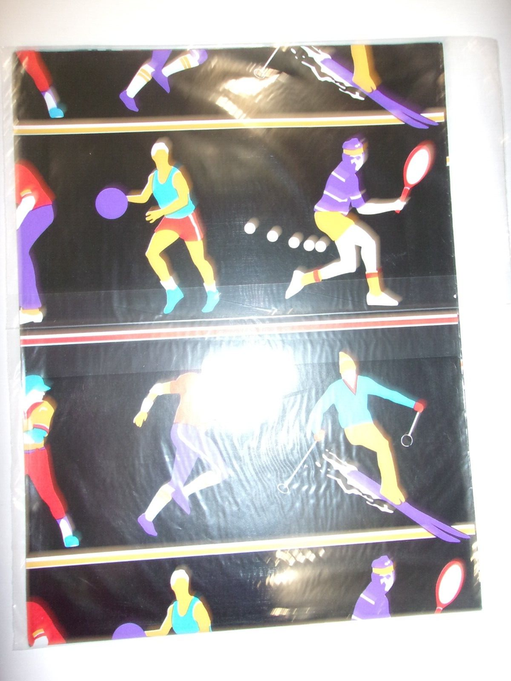 New Vintage Carlton Cards Wrapping Paper Gift Wrap Sports Football ...