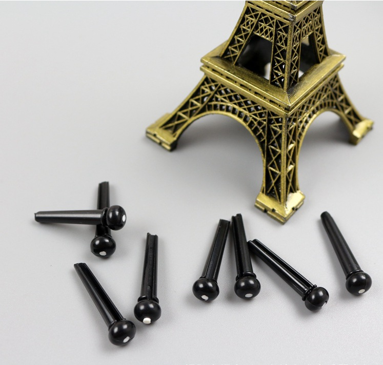 Pack of 6 Black Acoustic Guitar Bridge Pins String End Peg Fasten Nut ...