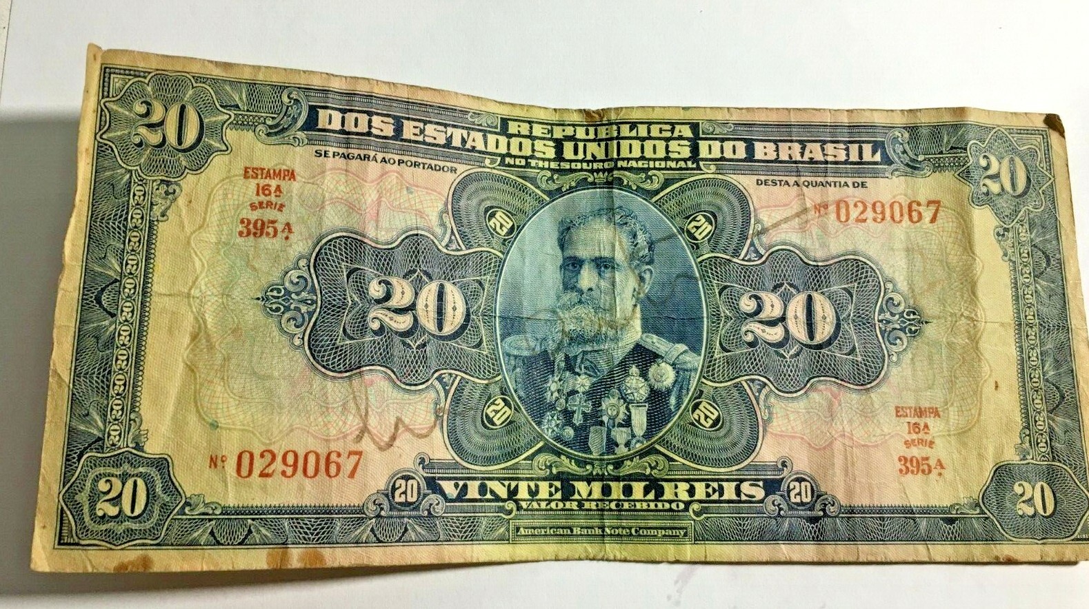 1931? Currency Paper Money Republic Of Brazil 20 Vinte Milreis Twenty ...