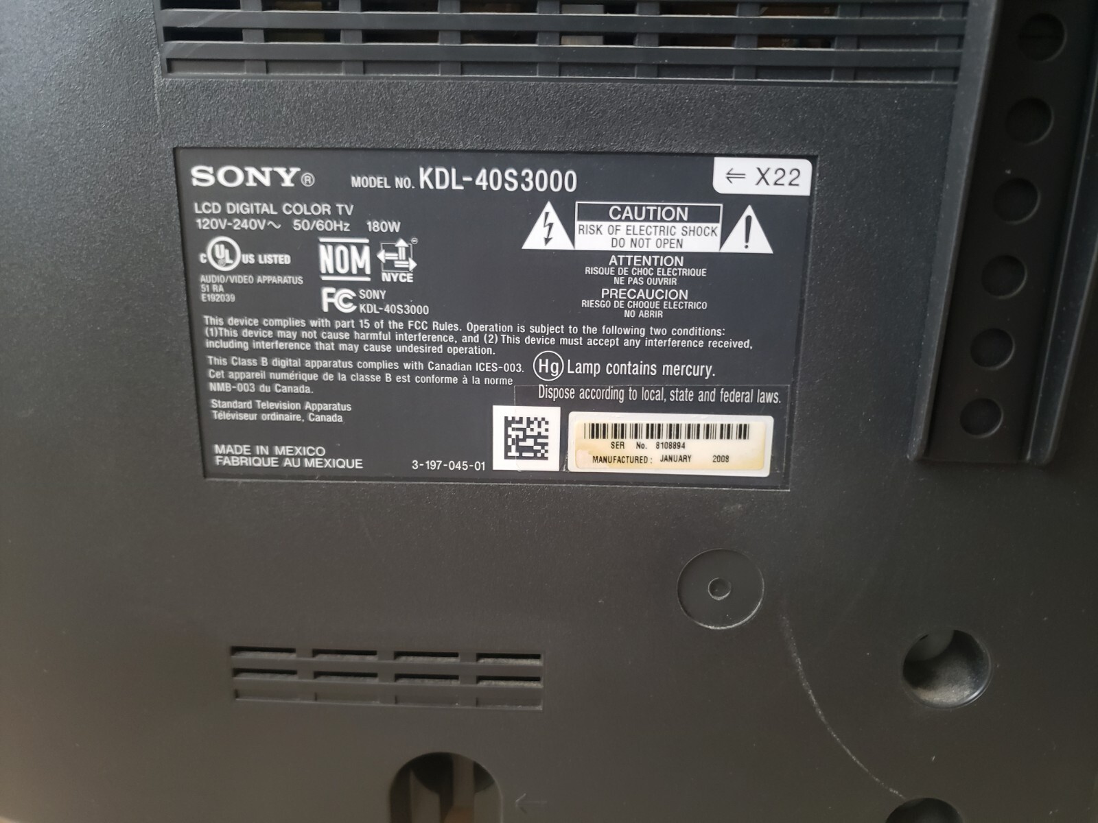 Sony kdl-40s3000 BRAVIA - S-Series 40" Digital LCD Television | eBay