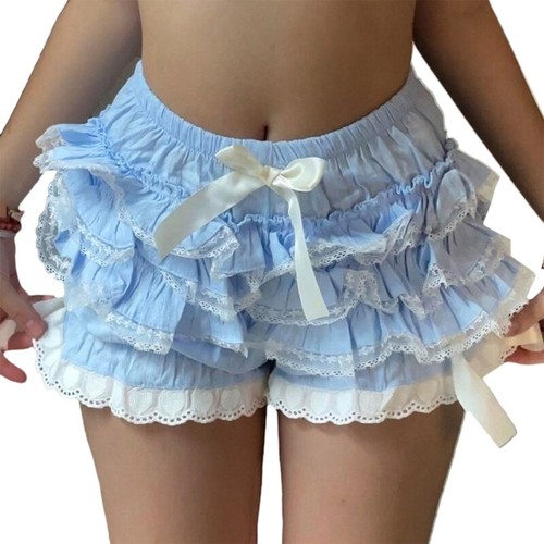 Women Bloomers Tiered Ruffle Lace Bowknot Shorts JK Girl Frilly Pumpkin Panties | eBay