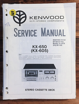 Kenwood KX-650 Cassette Service Manual *Original* | eBay