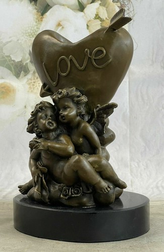 Signed Mythology Cupid Eros Marble Bronze Statue Sculpture Figure ...