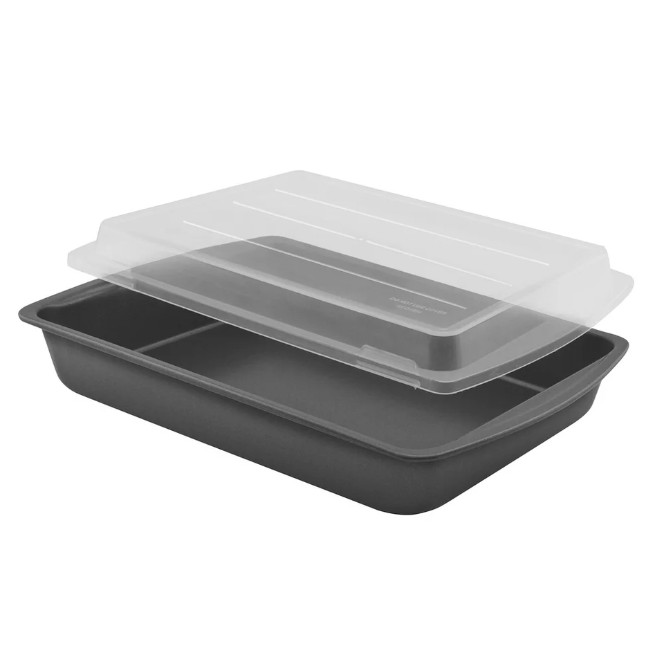 Mainstays 9X13 Baking Pan with Cover Plastic Lid Non Stick Cake Lasagna ...