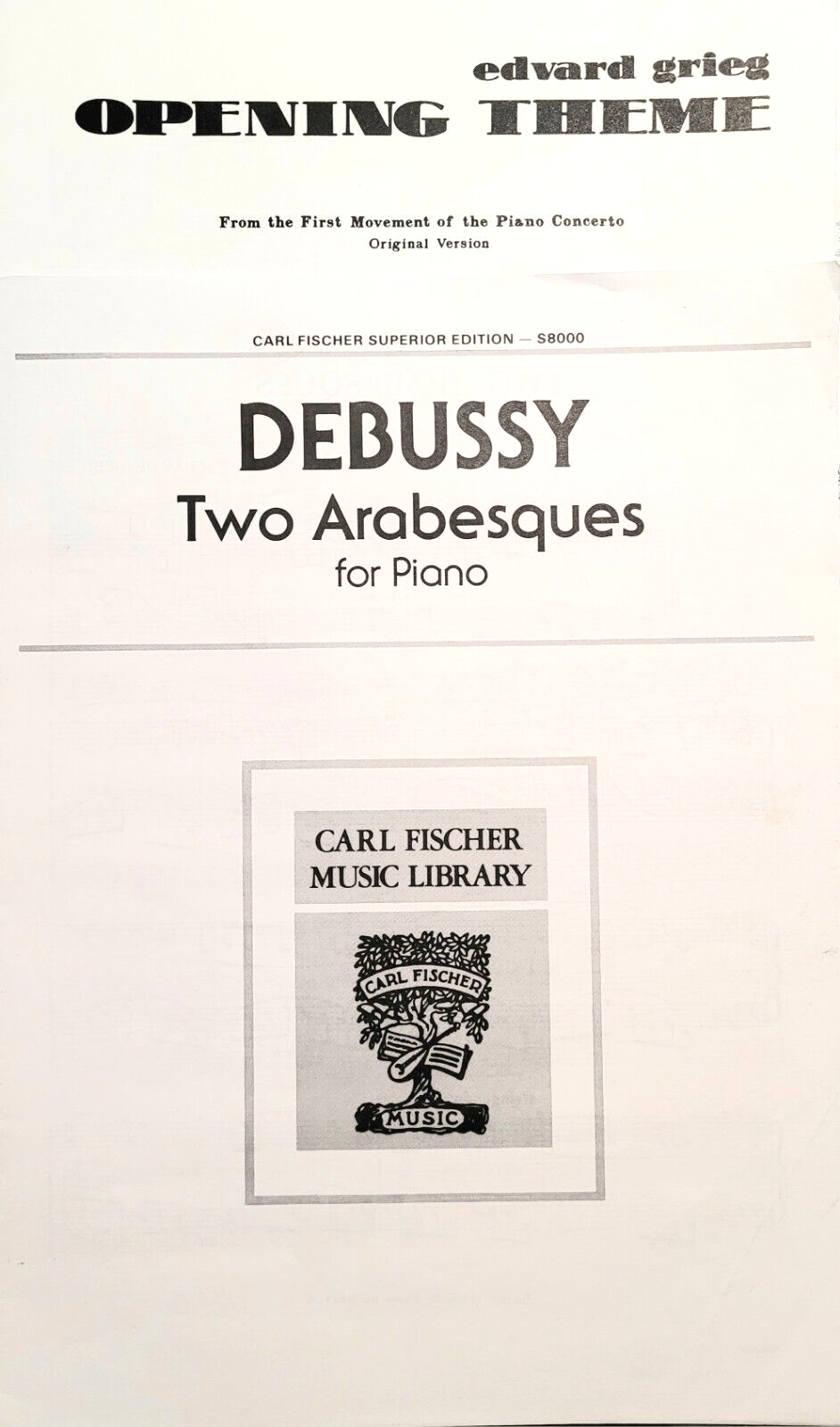 Debussy: Two Arabesques + Grieg: Opening Theme - Two Separate Pieces | eBay