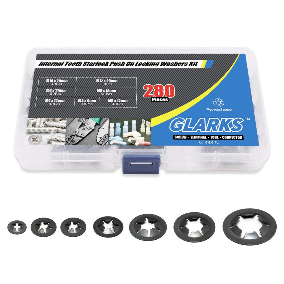 280Pcs Internal Tooth Starlock Locking Washers and Speed Clips ...
