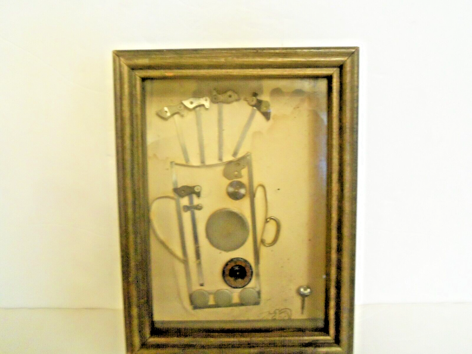 Antique Shadow Box Metal Facial Design Hardware Collage 6"x 8" Abstract ...