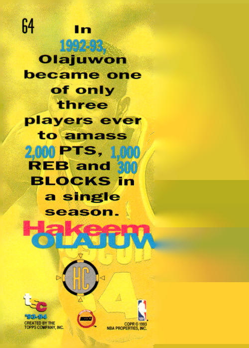 1993-94 Stadium Club #64 Hakeem Olajuwon Houston Rockets | eBay