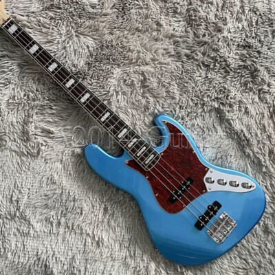 Custom Metallic Blue Jazz Electric Bass Guitar Block Inlay 4 Strings ...
