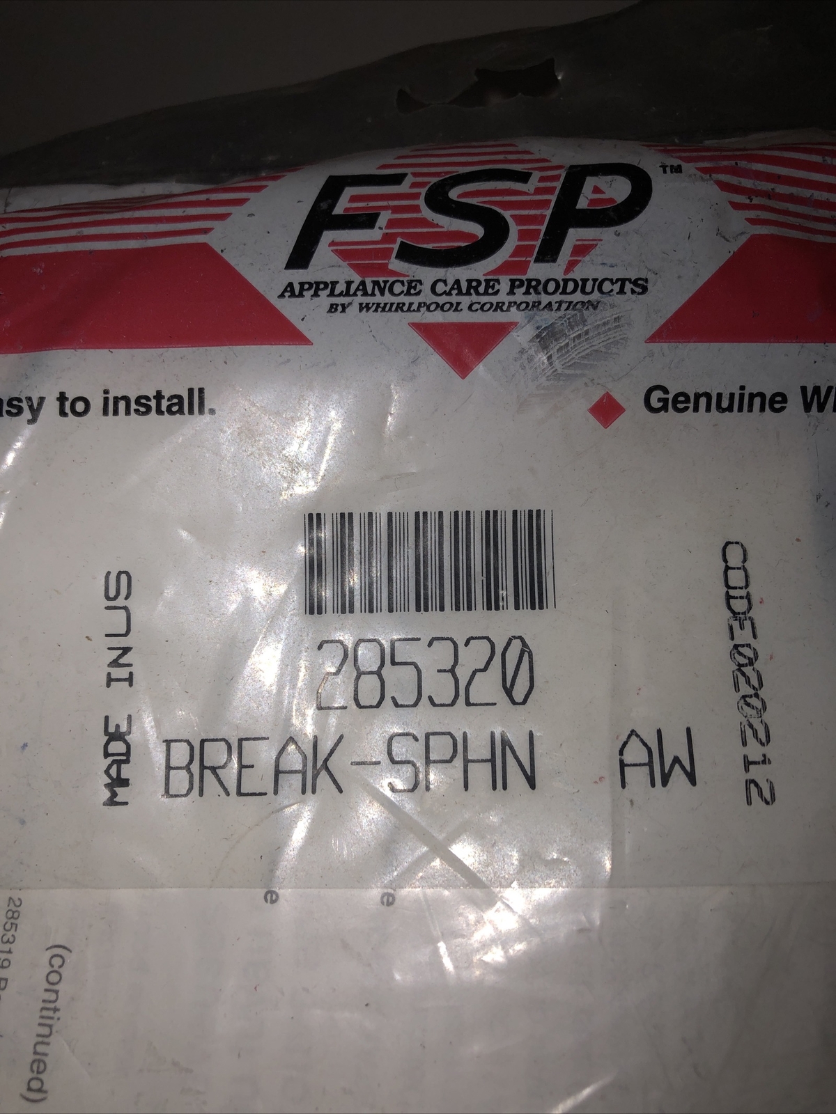 NEW SEALED Whirlpool FSP Genuine OEM Washer Siphon Break Kit 285320 ...