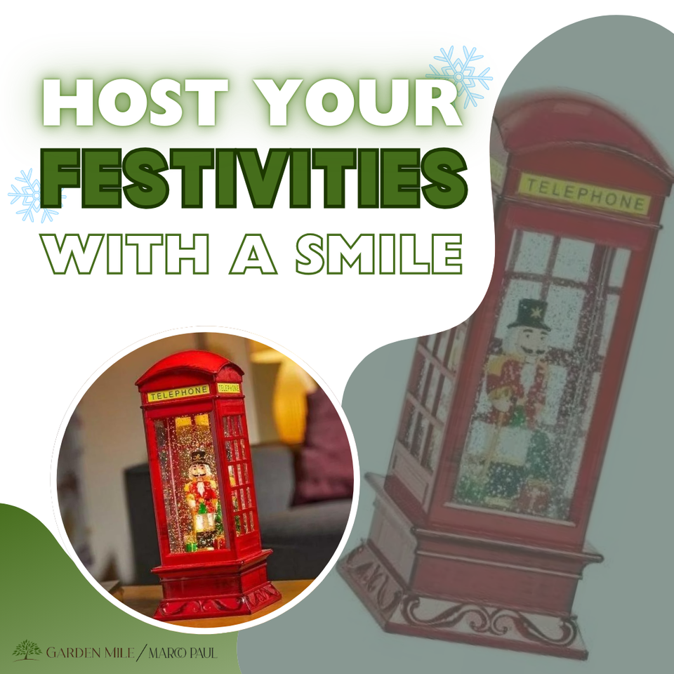 Christmas Snow Globe Ornament Nutcracker Xmas Decor Telephone Box Red ...