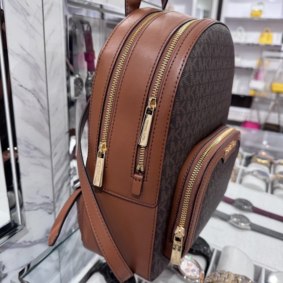 MICHAEL KORS JAYCEE MEDIUM ZIP POCKET BACKPACK BAG Brown | eBay