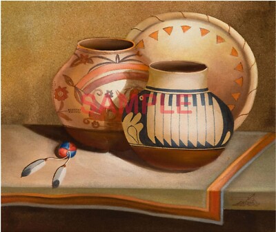 Native American Pottery Print Tabletop Display Standee 9 1/2" X 8" Tall ...