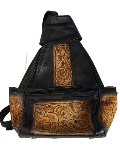 Hand Tooled Leather Bag Backpack Style/Shoulder Bag Made In Mexico. | eBay