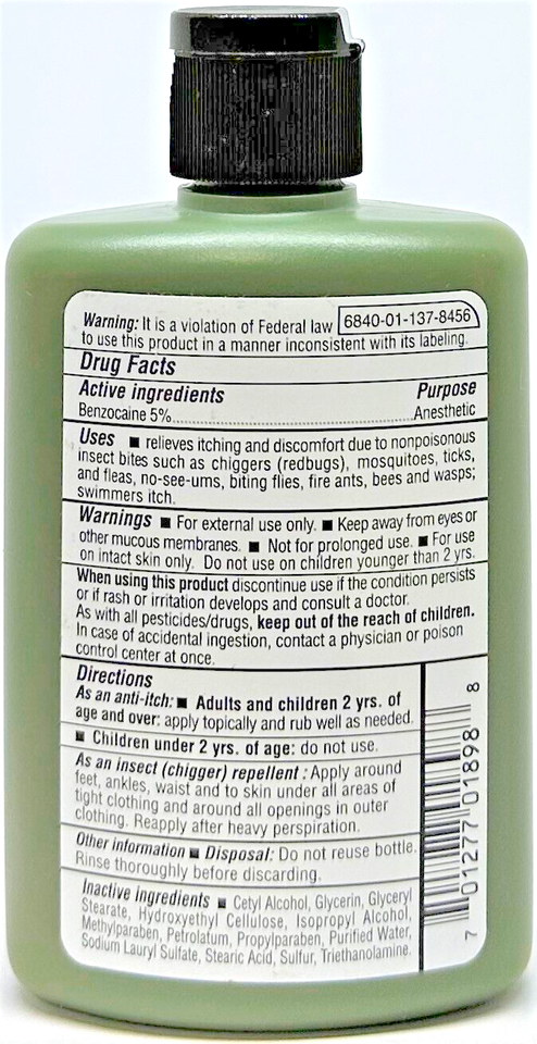 CHIGG-AWAY LOTION 4OZ RELIEVES ITCHING, REPELS CHIGGERS MOSQUITOES ...