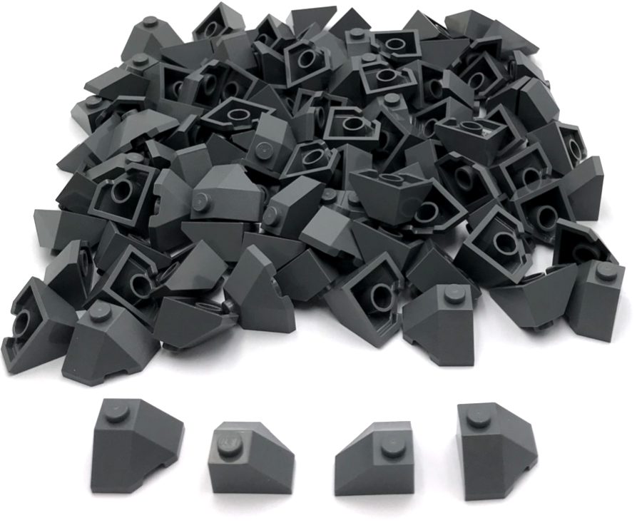 Lego 100 New Dark Bluish Gray Wedges 2 x 2 Stud Slope 45 Corner Pieces ...