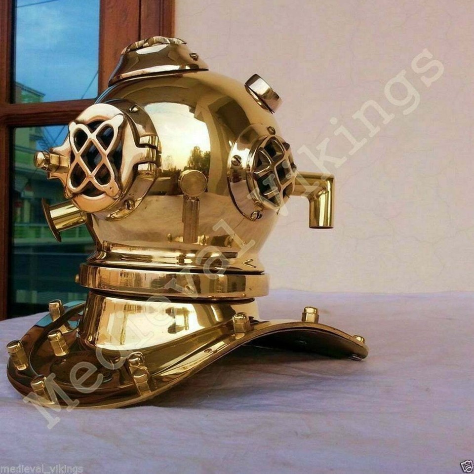 Divers Helmet Replica Deep Sea Scuba US Navy V Beautiful Shiny Brass ...