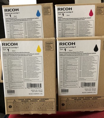 4 X Original Ink Ricoh Ri-100 RI100/Type 1 Garment Ink Cartridge Set | eBay