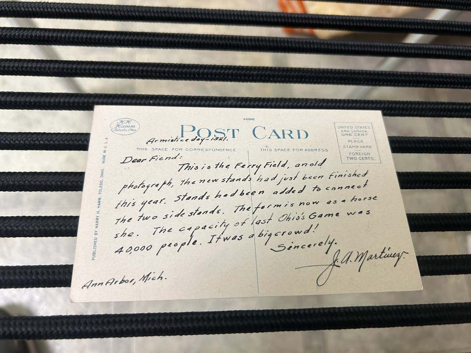 original circa 1910's MICHIGAN WOLVERINES GAME ACTION FERRY FIELD ...