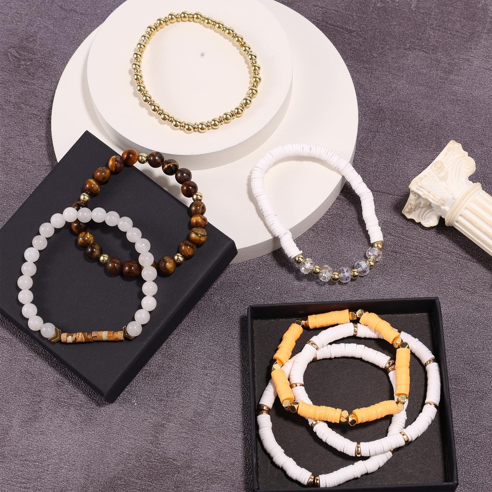 7pcs Boho Beaded Bracelets for Women, Elastic Stackable Friendship ...