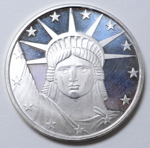 Statue of Liberty Head & Torch 1 Oz 999 Silver Round Coin Freedom ...