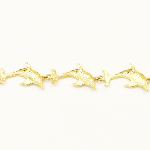 14k Yellow Gold Dazzlers Dolphin Nautical/Beach Chain Link Bracelet 7 1 ...