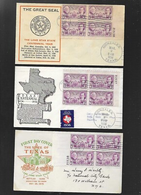 US FDC FIRST DAY COVER # 776 TEXAS 1936 LOT OF 3 WITH PLATE BLOCK | eBay