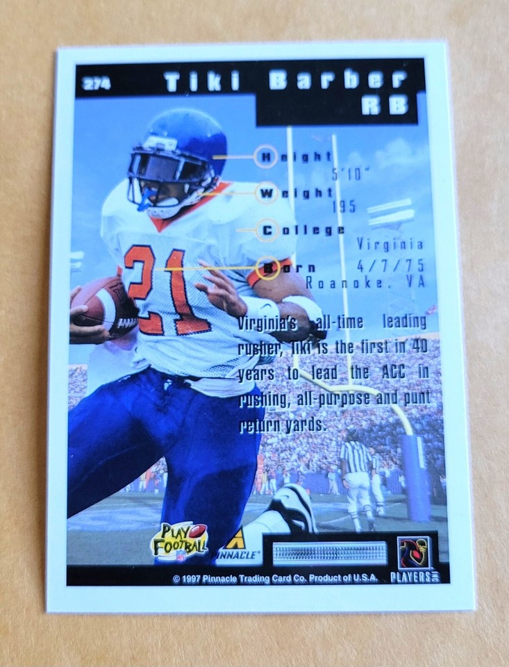 TIKI BARBER - 1997 Score Hobby Reserve #274 **MINT** FREE SHIP & RETURN ...