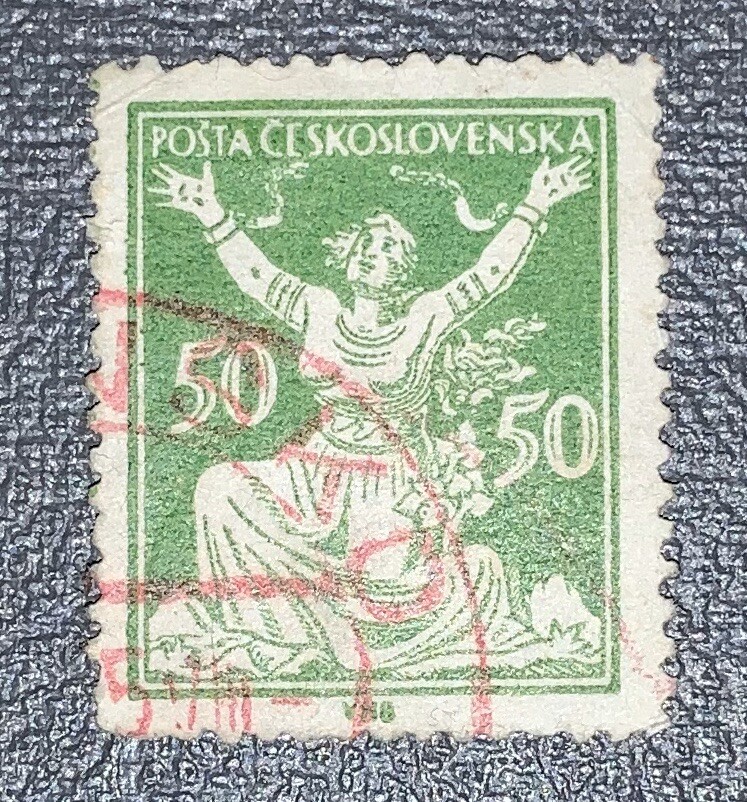 Rare Czechoslovakia Chainbreaker green 50h 1920 stamp used | eBay